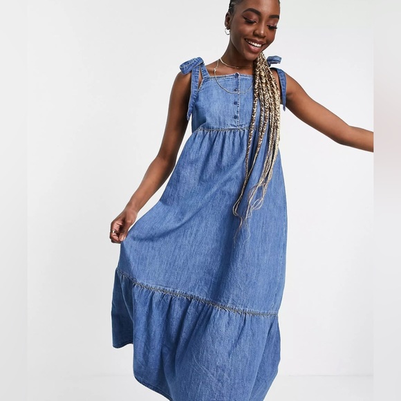 ASOS | Dresses | Asos Design Denim Tiered Midi Dress | Poshmark